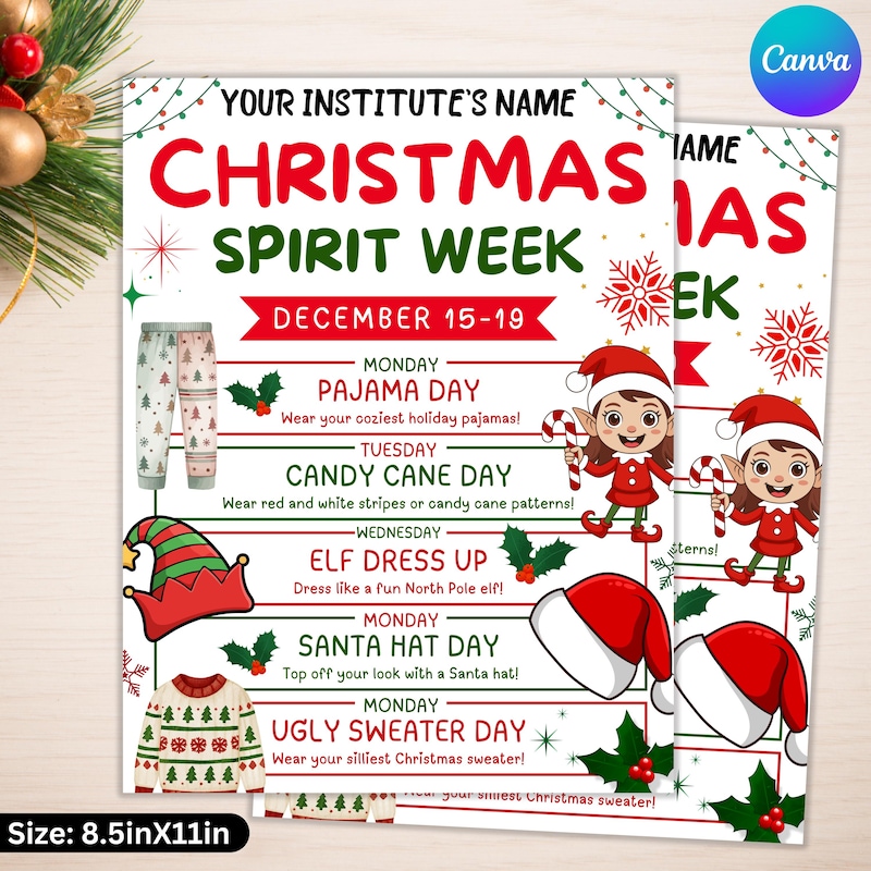 Holiday Spirit Week Flyer - Etsy