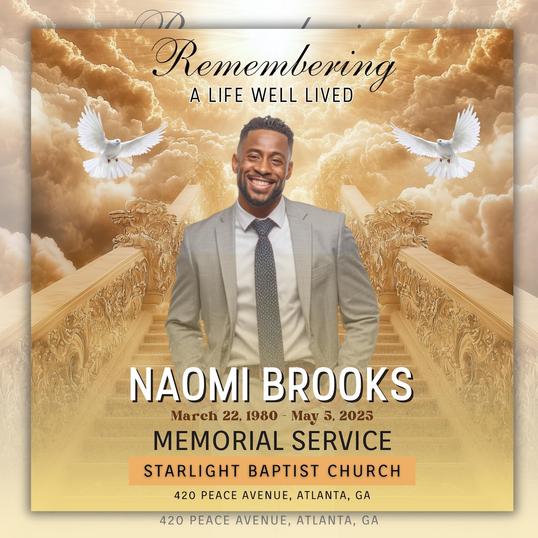 Memorial Funeral Announcement Flyer, Memorial Flyer Template, Rest in ...
