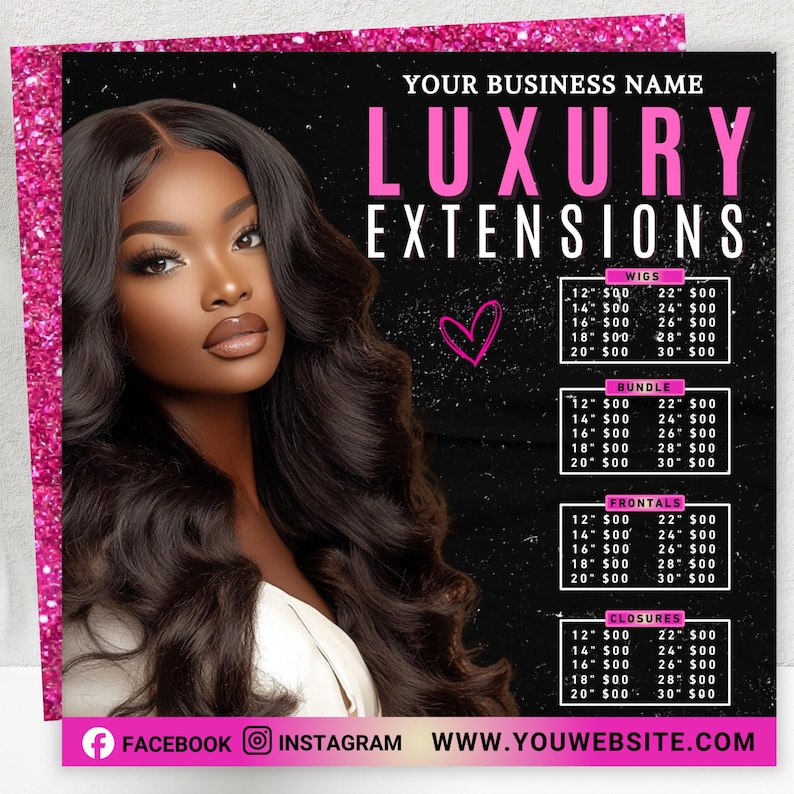DIY Hair Collection Price List Flyer, Hair Pricelist Flyer, Hair ...