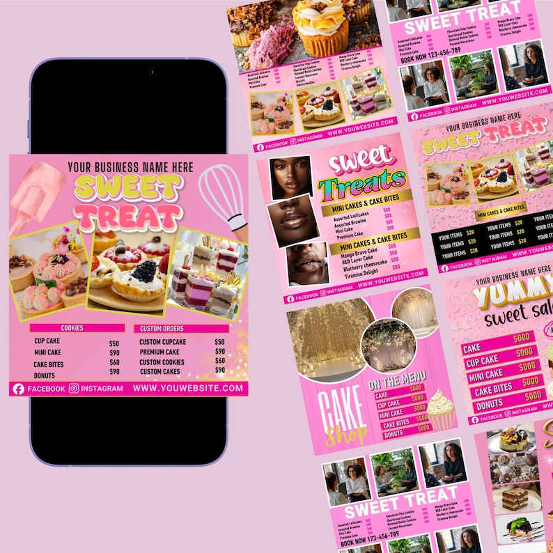 Bakery Flyer Editable Canva Template , Sweet Treats Flyer, Bake Sale ...
