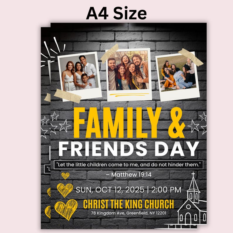 Family and Friends Flyer, Church Flyer Template, Editable Printable ...