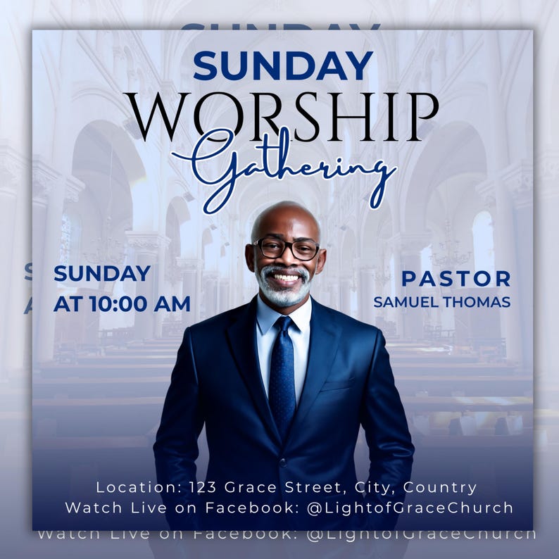 Editable Church Flyer Template, Sunday Worship Church Flyer, Church ...