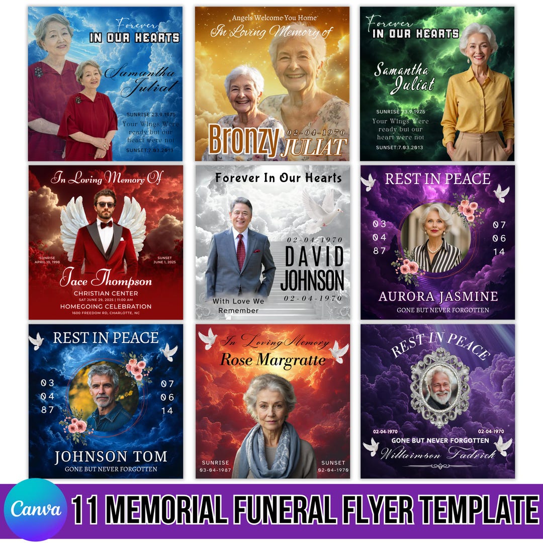 Memorial Funeral Announcement Flyer, Memorial Flyer, Funeral Flyer ...
