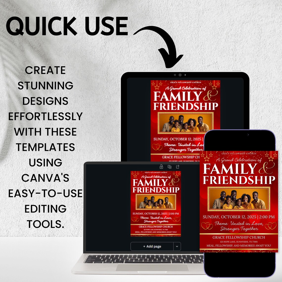 Family and Friends Flyer, Church Flyer Template, Editable Printable ...