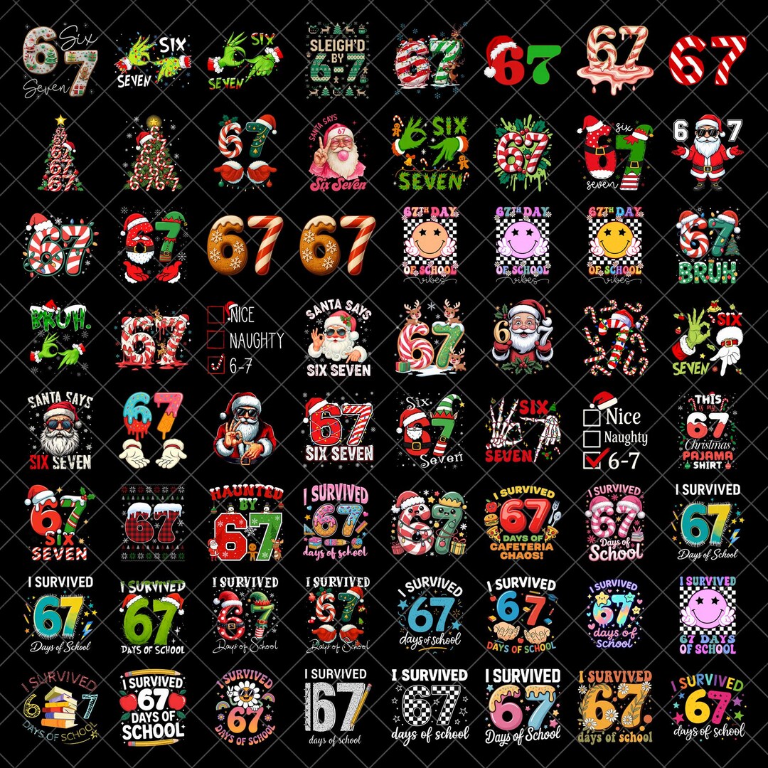 60+ Funny Christmas Santa Say 67 Png Bundle, Santa Say Six Seven ...