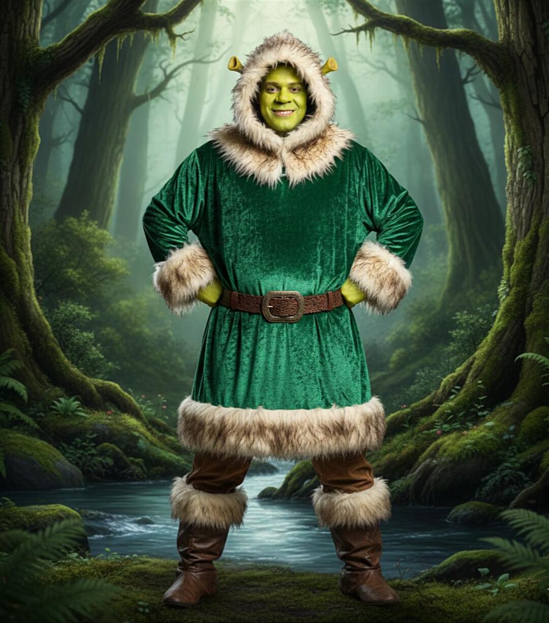 Luxury Shrek Costume, Adult Velvet Coat With Faux Fur Trim - Etsy