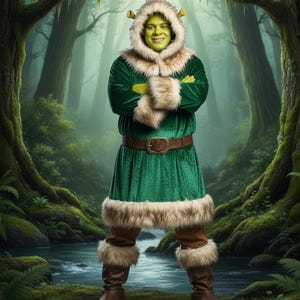 Luxury Shrek Costume, Adult Velvet Coat With Faux Fur Trim - Etsy