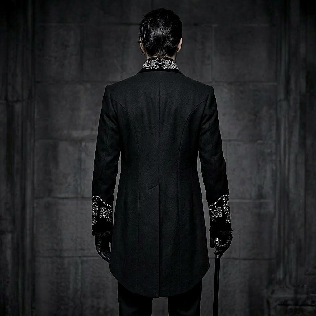 Black Gothic Victorian Tailcoat Suit for Men – Embroidered Vampire ...