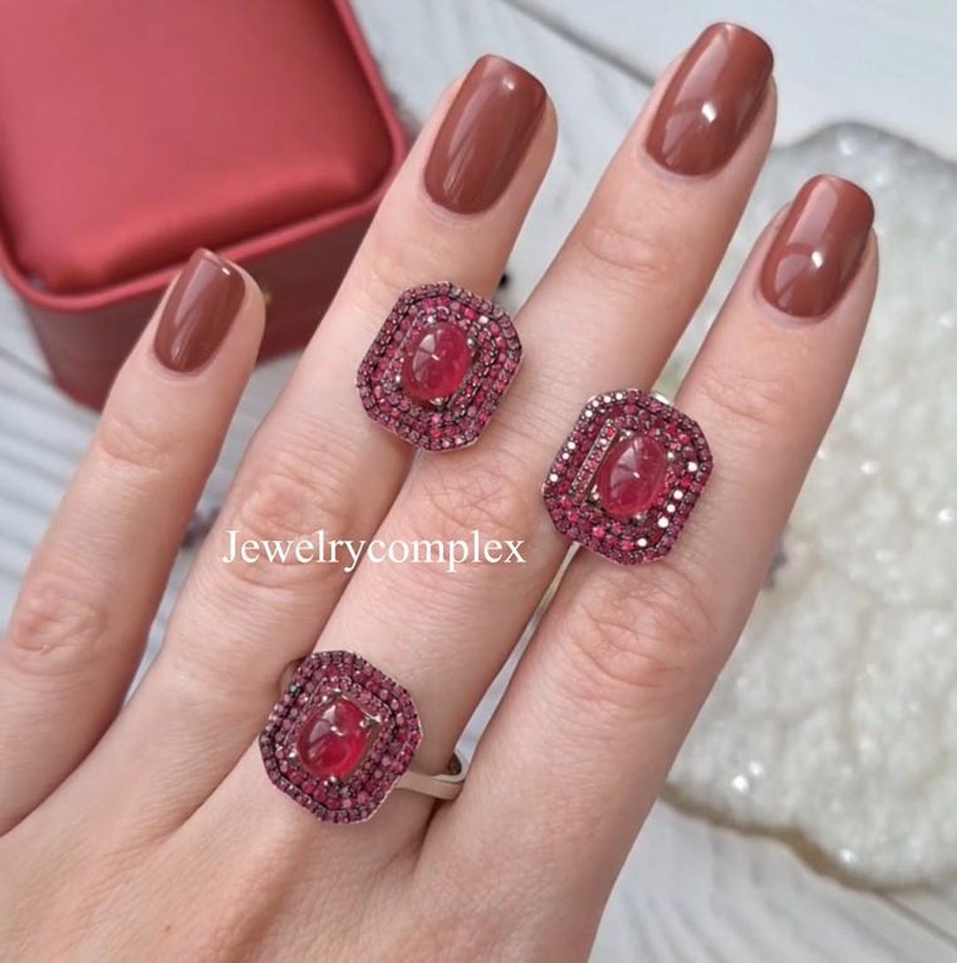 Natural Ruby Gemstone, 925 Sterling Silver, Handmade Stud Earring ...