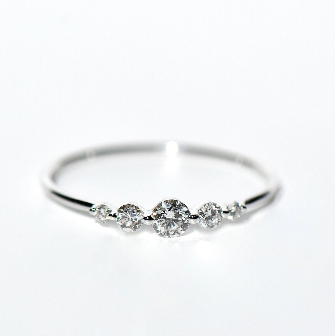 18k Gold 5 Stone Floating Diamond Ring/band - Etsy