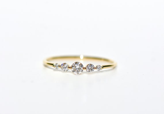 18k Gold 5 Stone Floating Diamond Ring/band - Etsy