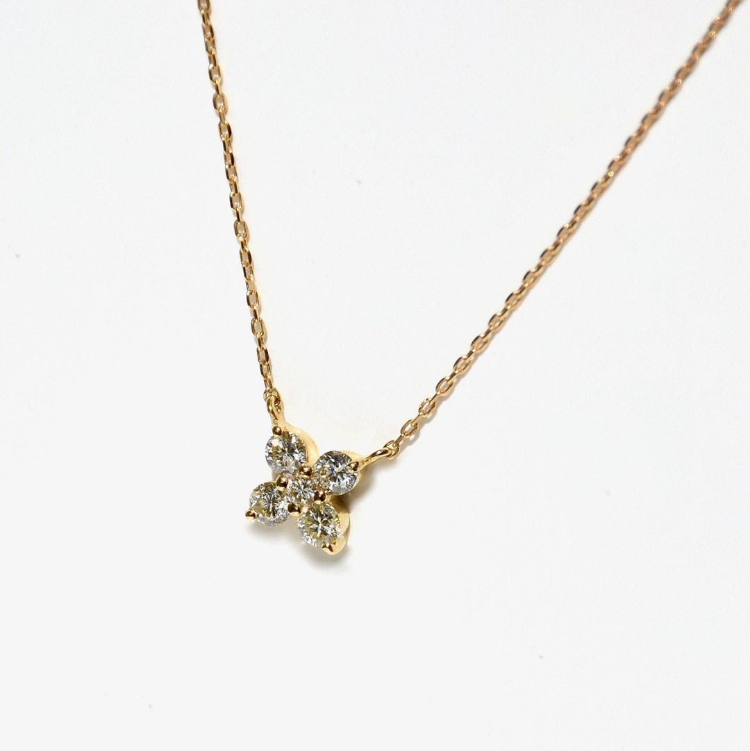 18k Diamond Cluster Flower Chain Layering Necklace - Etsy