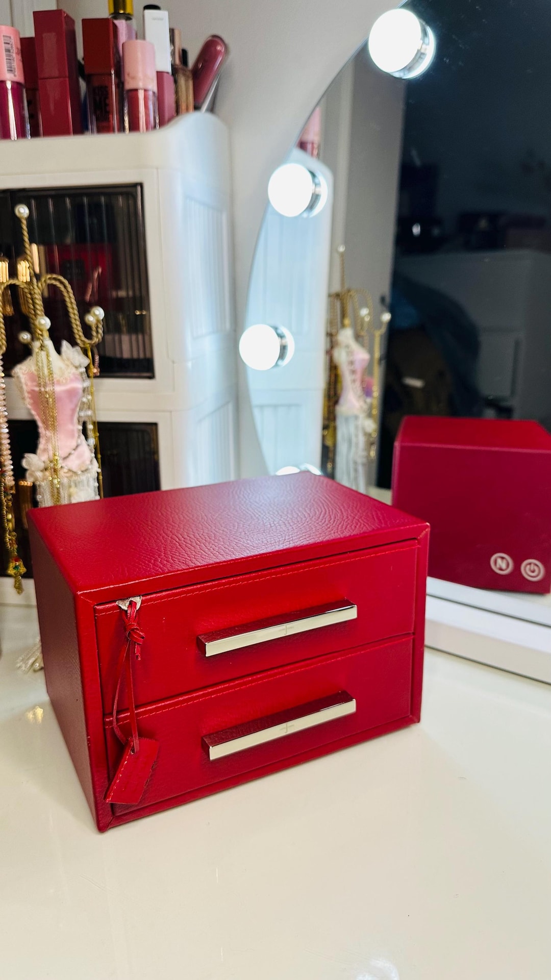 Vintage Jasper Conran Red Leather Jewelry Box | Stackable Storage ...