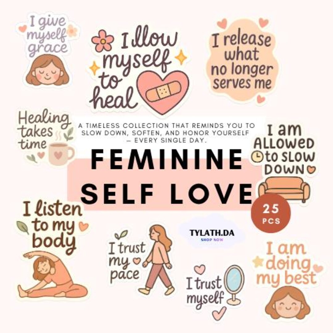 Self Love Sticker Clipart Set, Pastel Affirmations, Planner Journal ...