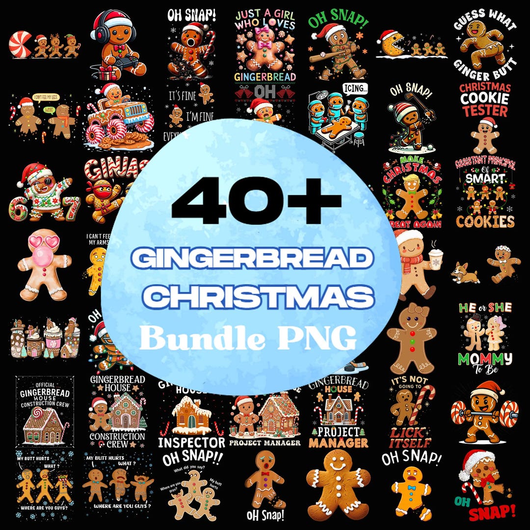 Gingerbread Man Clipart Bundle | Festive Christmas Cookie Pngs ...