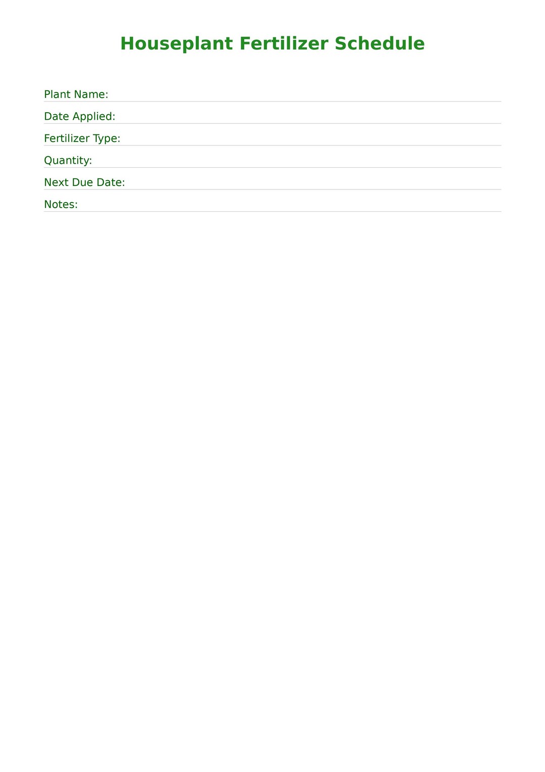 Houseplant Fertilizer Schedule Template | Printable Plant Feeding ...