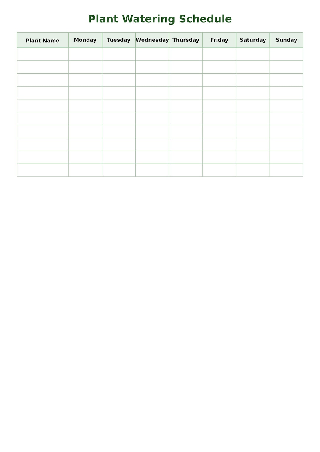 Plant Watering Schedule Template | Printable Plant Watering Log - Etsy