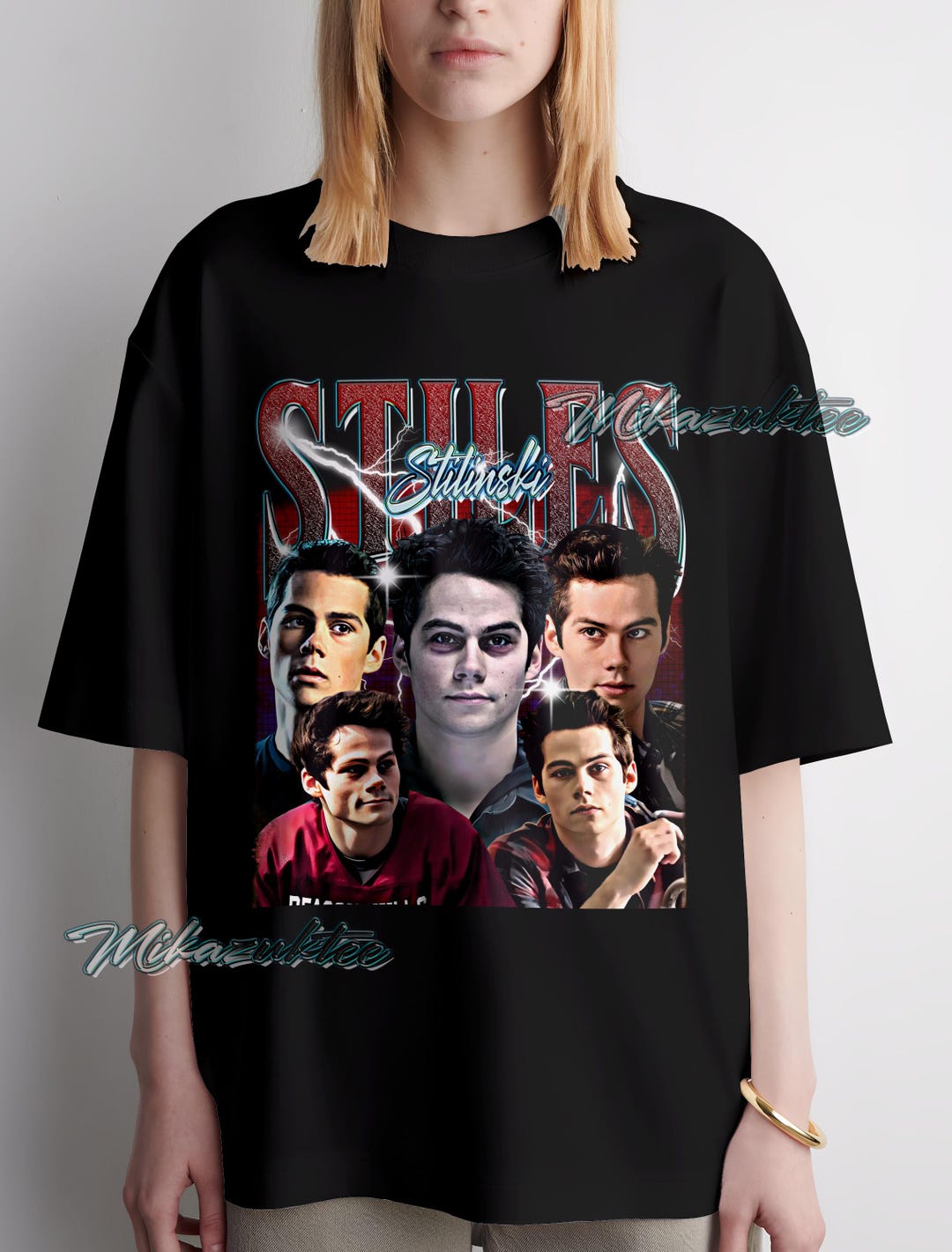 Stiles Stilinski Shirt, Vintage Style Print Graphic Tshirt Dark Red ...