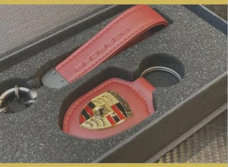 Genuine Porsche Leather Keyring – Metal Crest Key Chain | Luxury Car ...