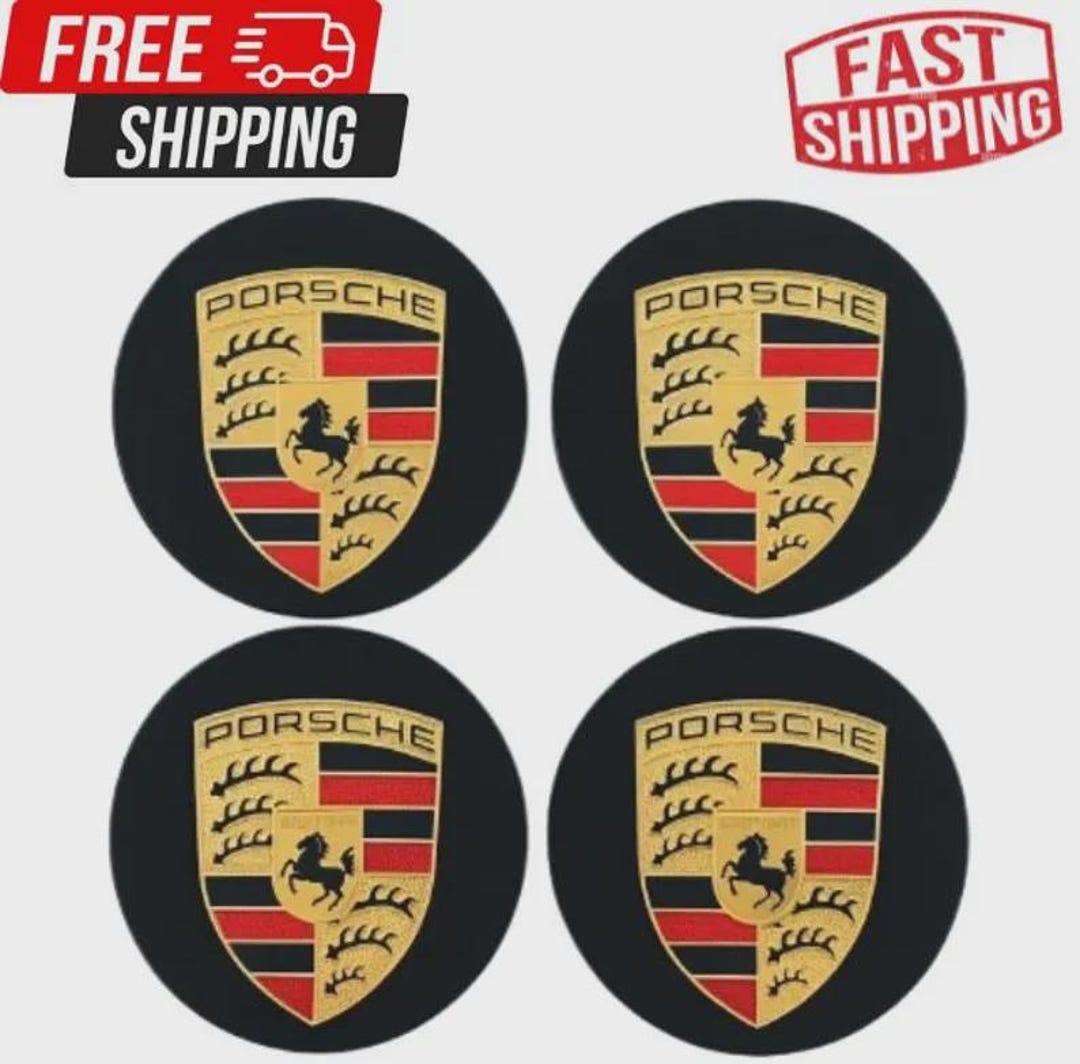 Set of 4 Black and Gold Porsche Wheel Centre Caps | Black 76mm - Etsy