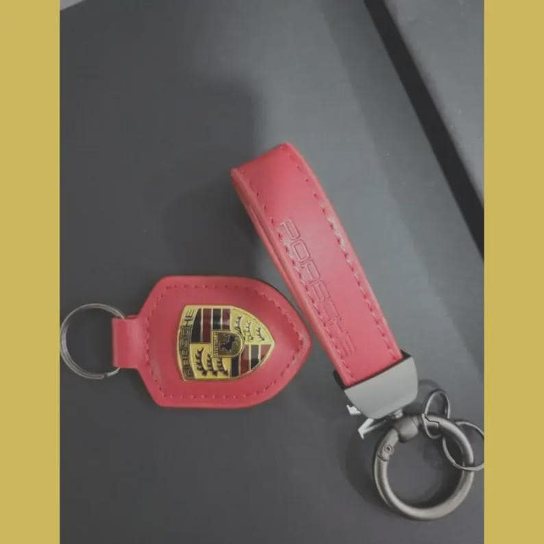 Genuine Porsche Leather Keyring – Metal Crest Key Chain | Luxury Car ...