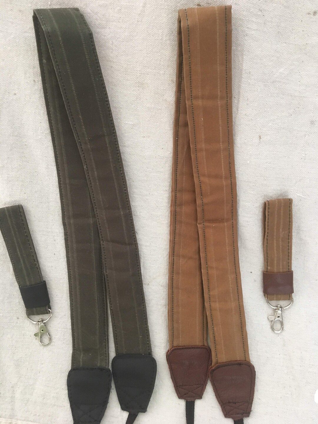 Waxed Canvas/leather Padded Camera Strap W/ Matching Key Lanyard - Etsy
