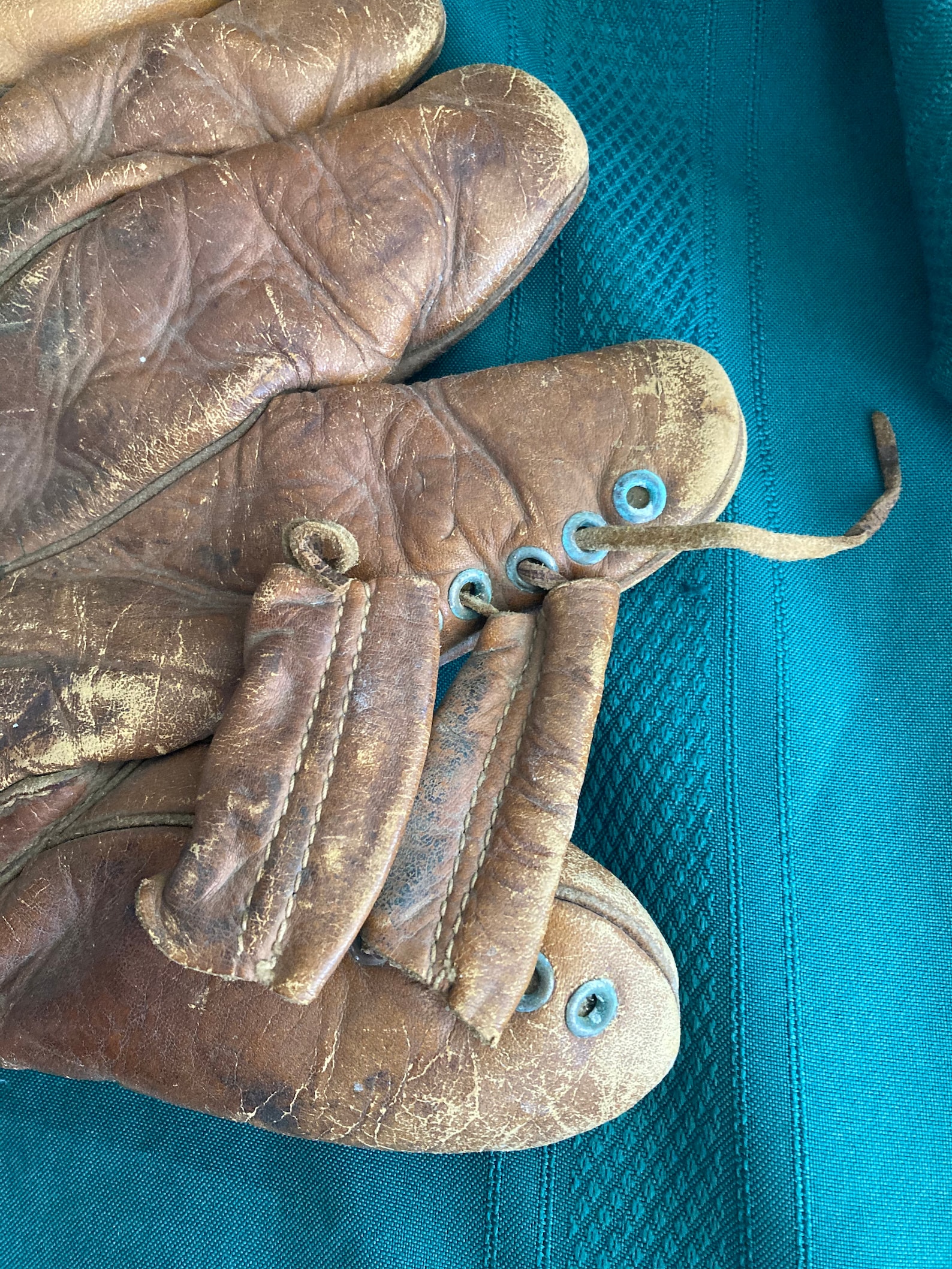 Vintage 1940s Hutch Leather Baseball Glove Split Finger Mitt Double ...