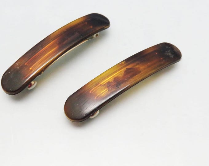 2 Vintage Tortoise Shell Plastic Hair Barrettes - Etsy