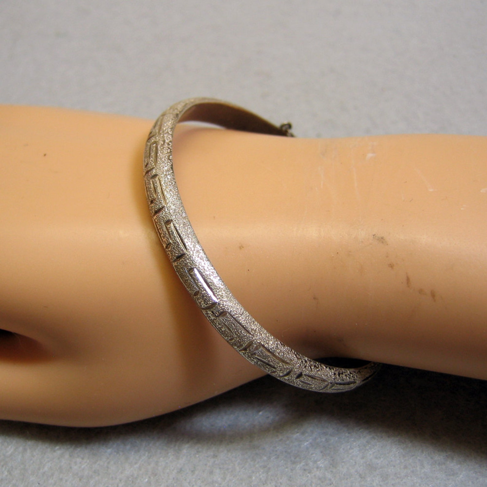 Hinged Silver Bangle Bracelet Sterling Silver Textured - Etsy