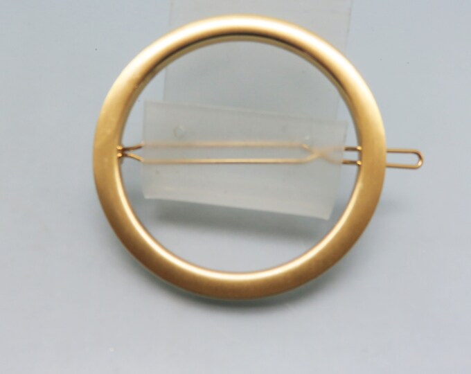 Vintage Large Circle Golden Metal Hair Barrette - Etsy