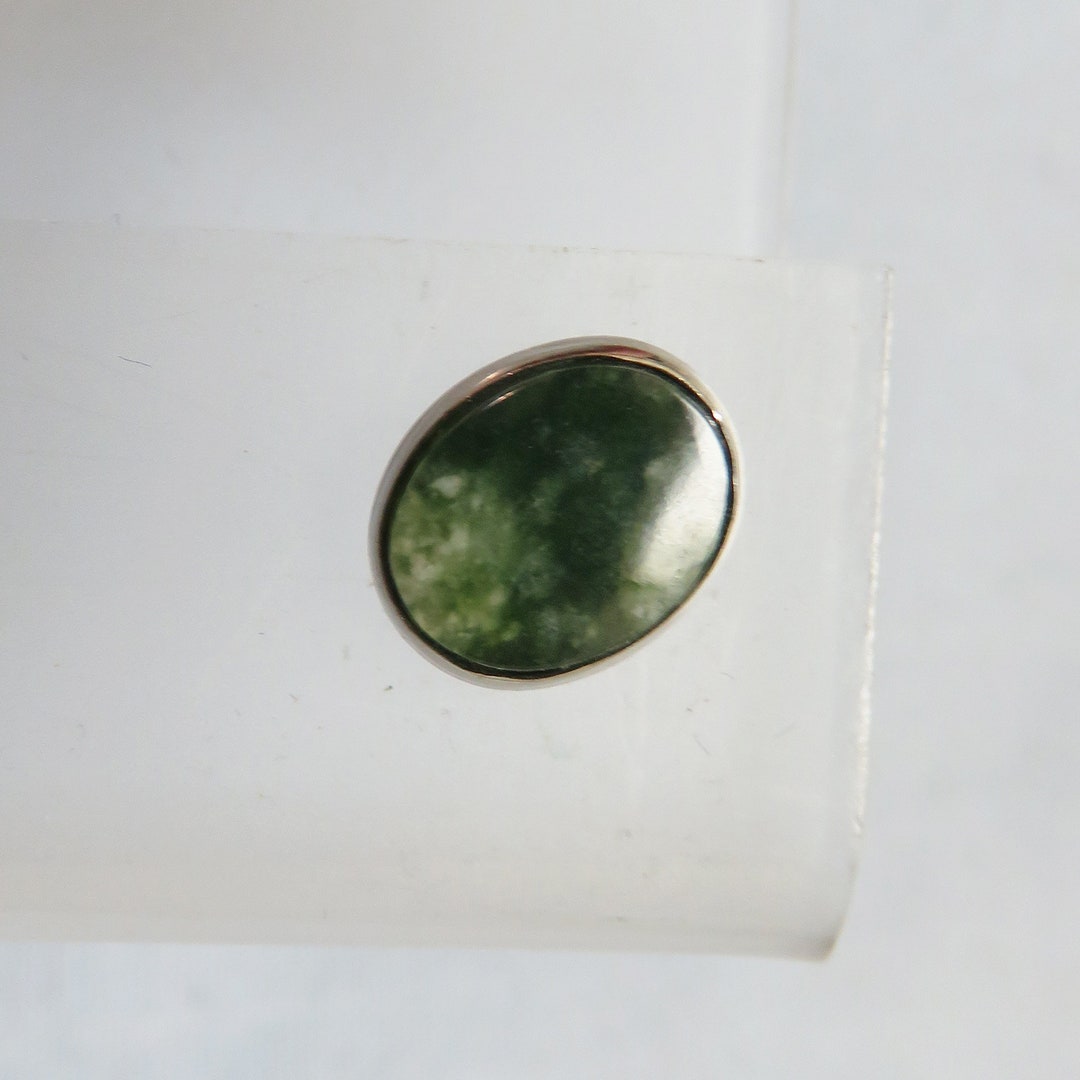 Vintage African Jade Tie Tack: Silvery Metal Lapel Pin - Etsy