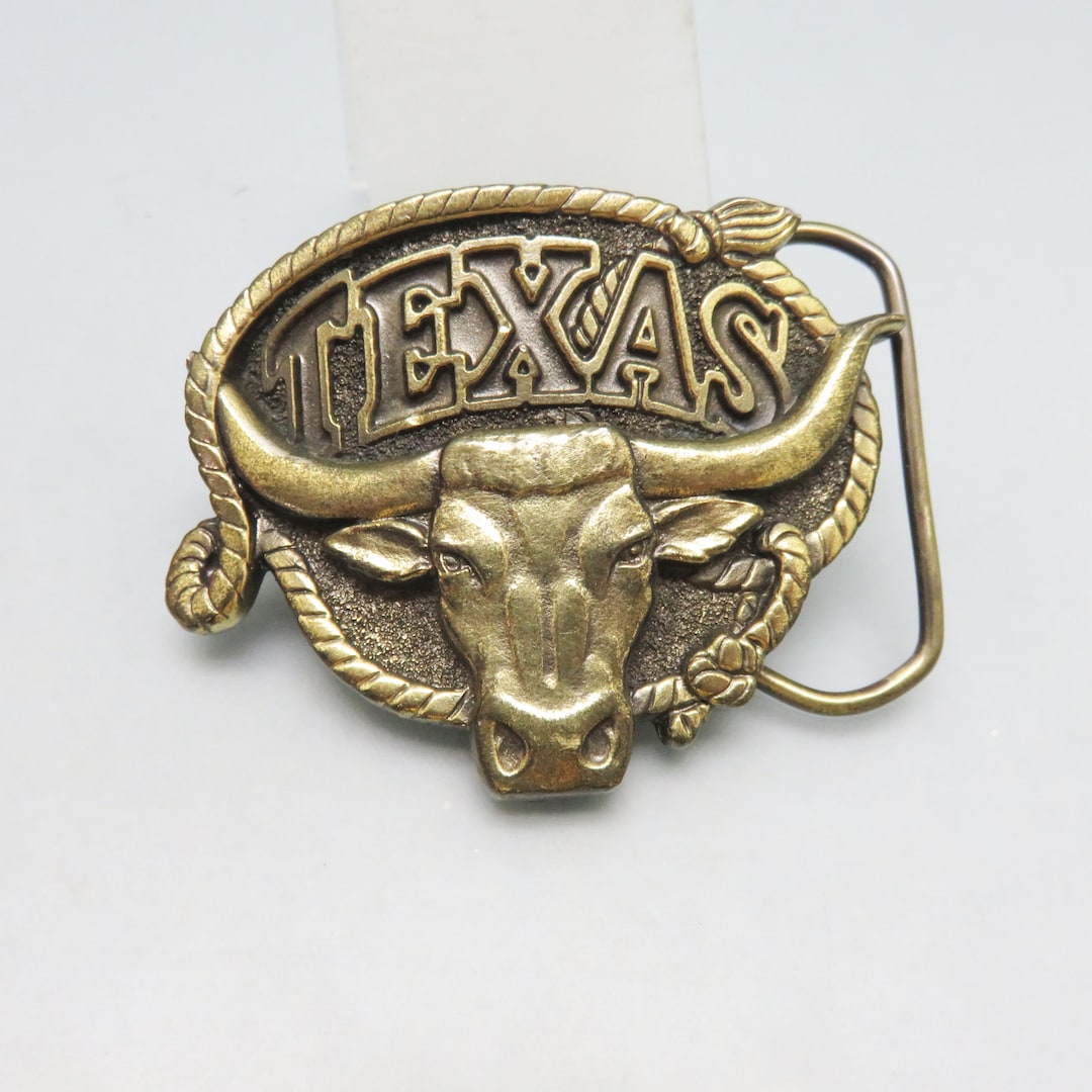 Western Style Longhorn Steer Belt Buckle, Vintage Cast Bronze Texan ...