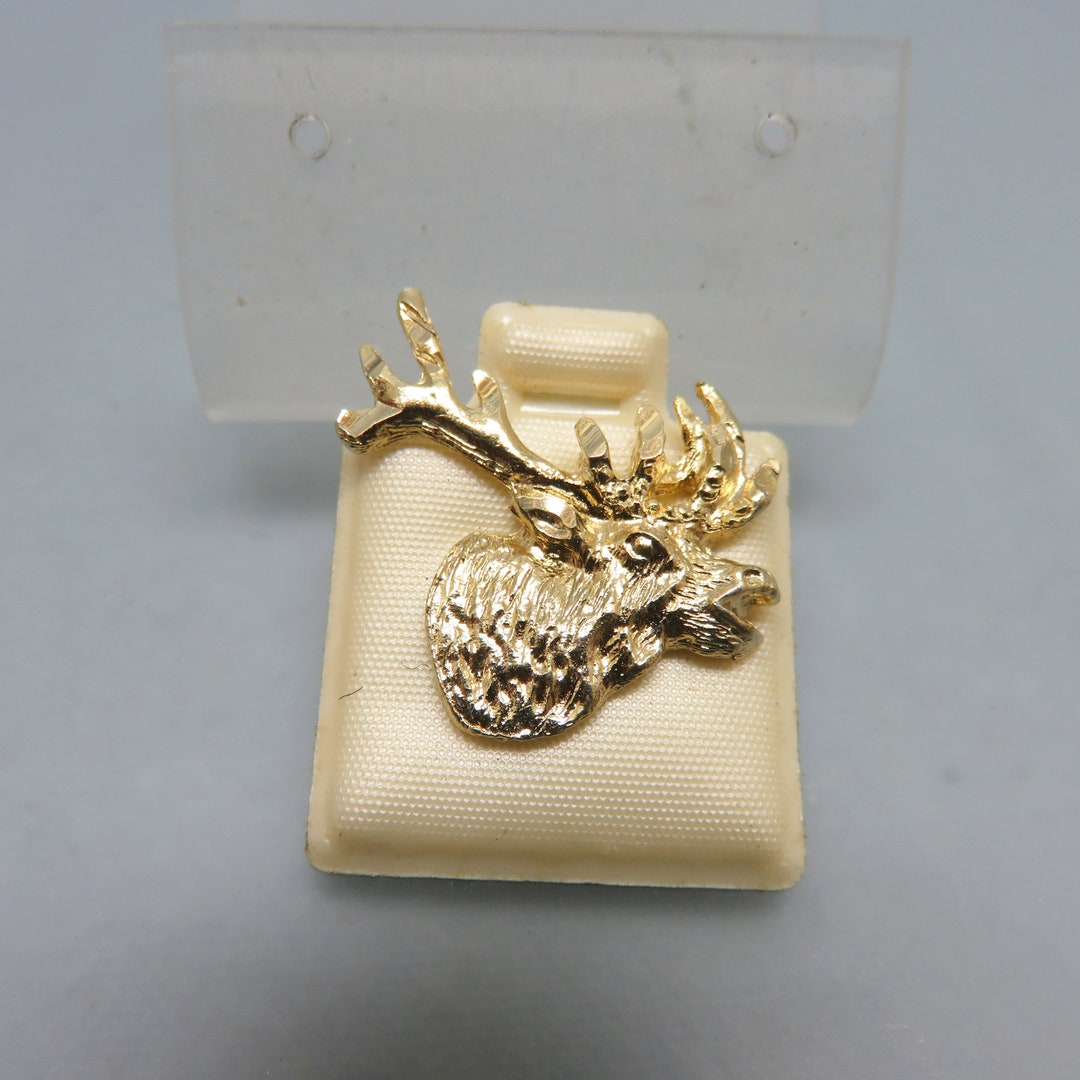 Vintage Gold Plated Elk Tack Pin: Diamond Cut Lapel Pin - Etsy