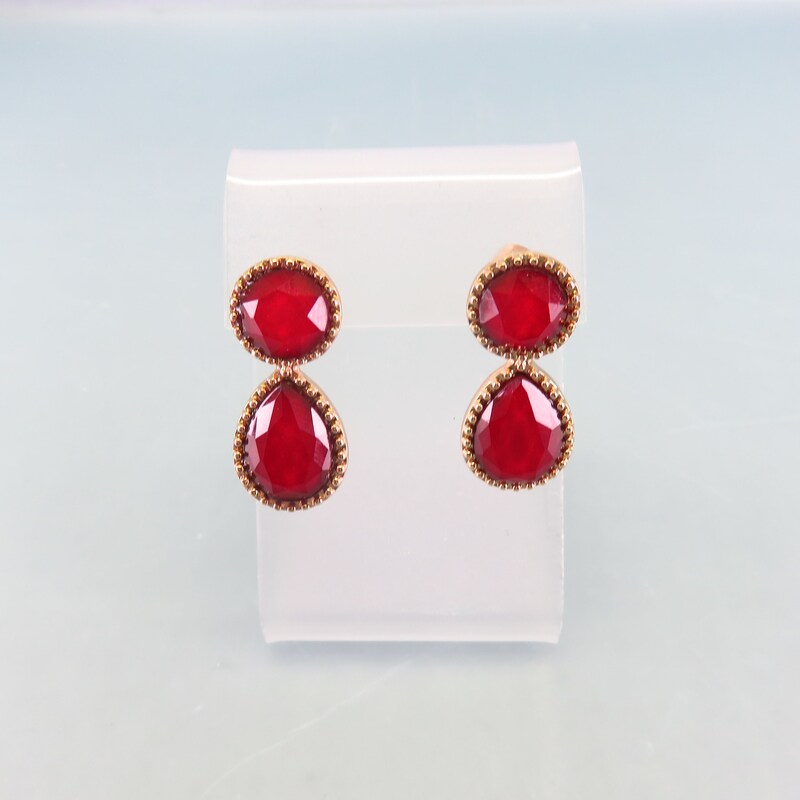 Red Jewel Earrings - Etsy