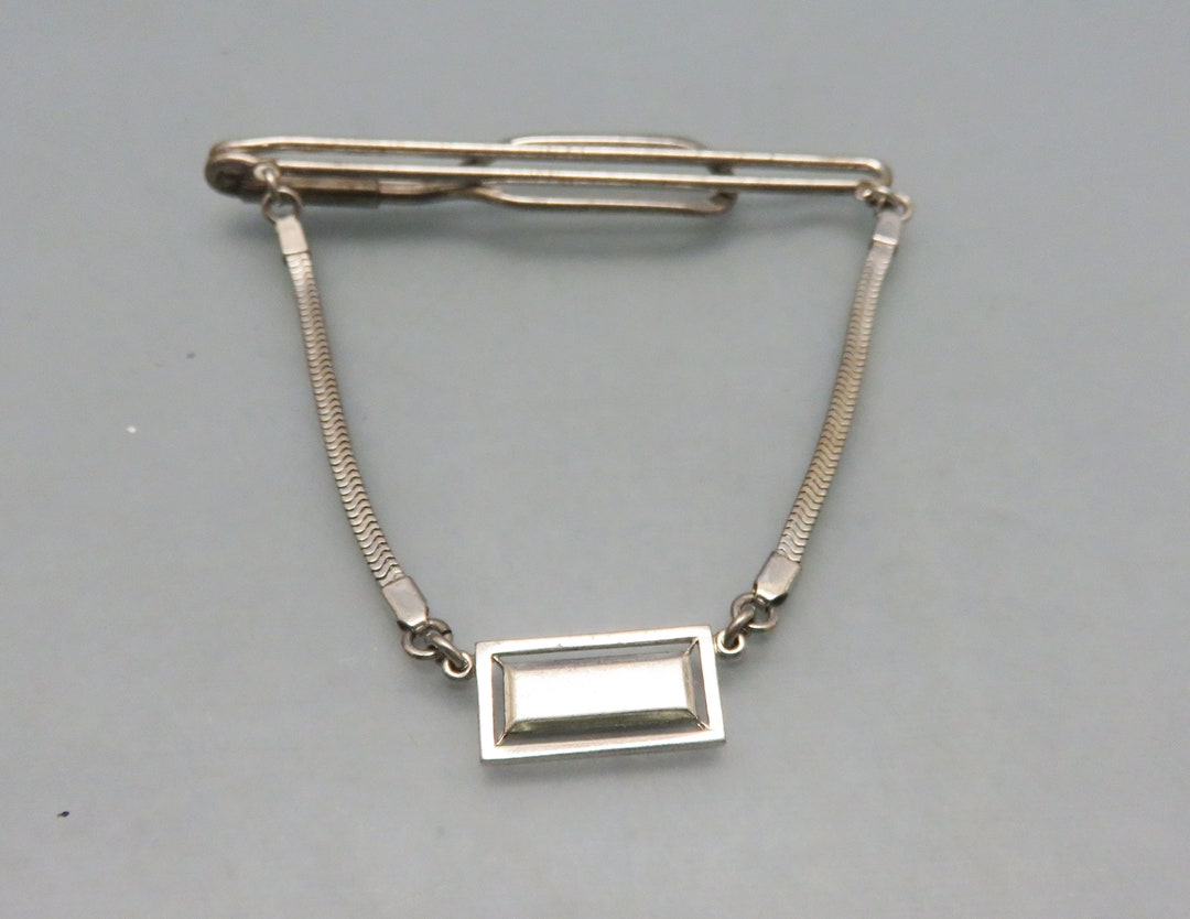 Vintage Sterling Silver Tie Clip and Tie Keeper, Engravable* - Etsy