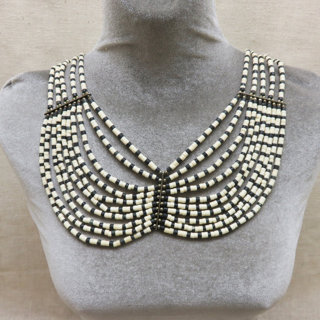 Black and White Shell Festoon Necklace, Big Statement Necklace - Etsy