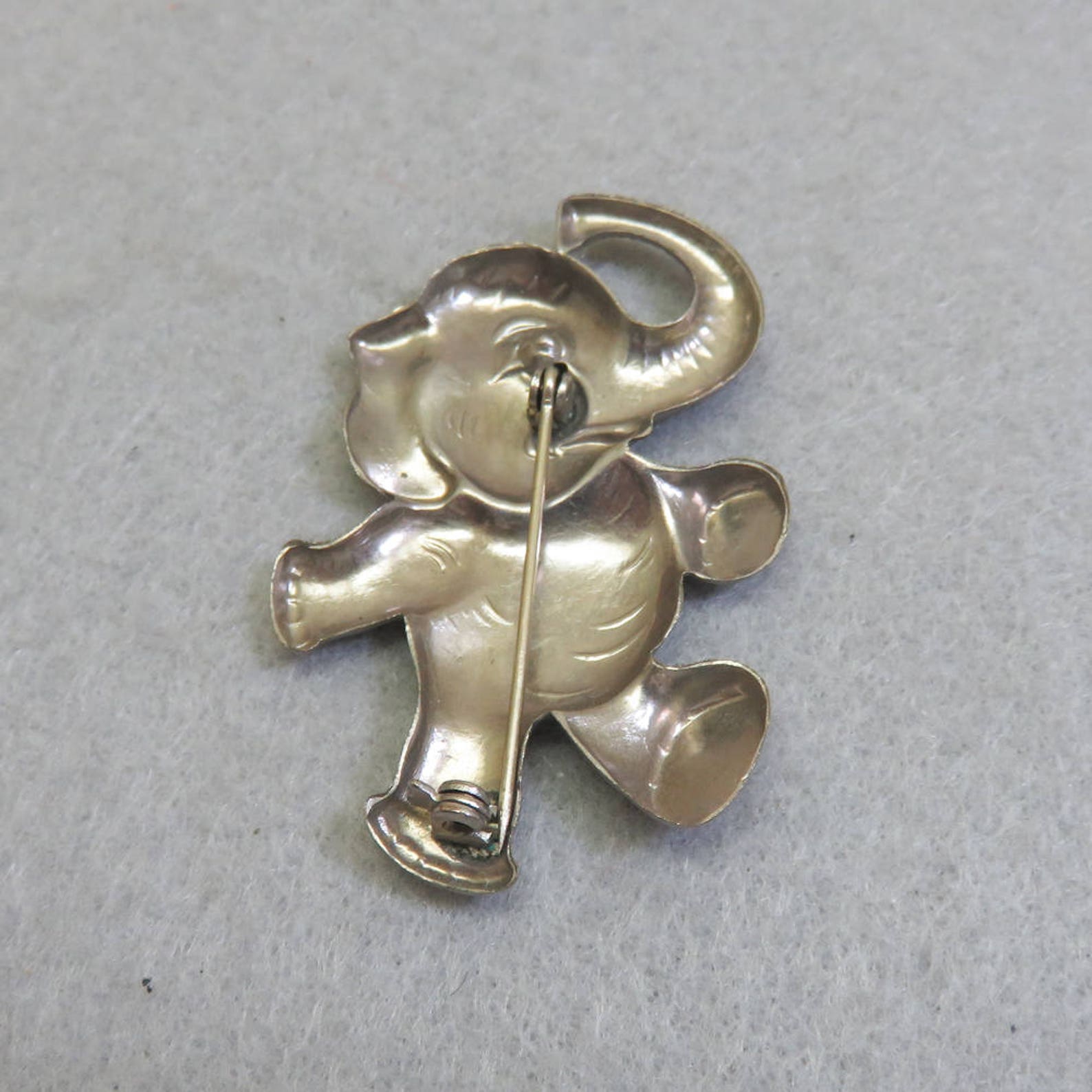Adorable Chromed Metal Elephant Brooch, Happy Elephant Pin - Etsy