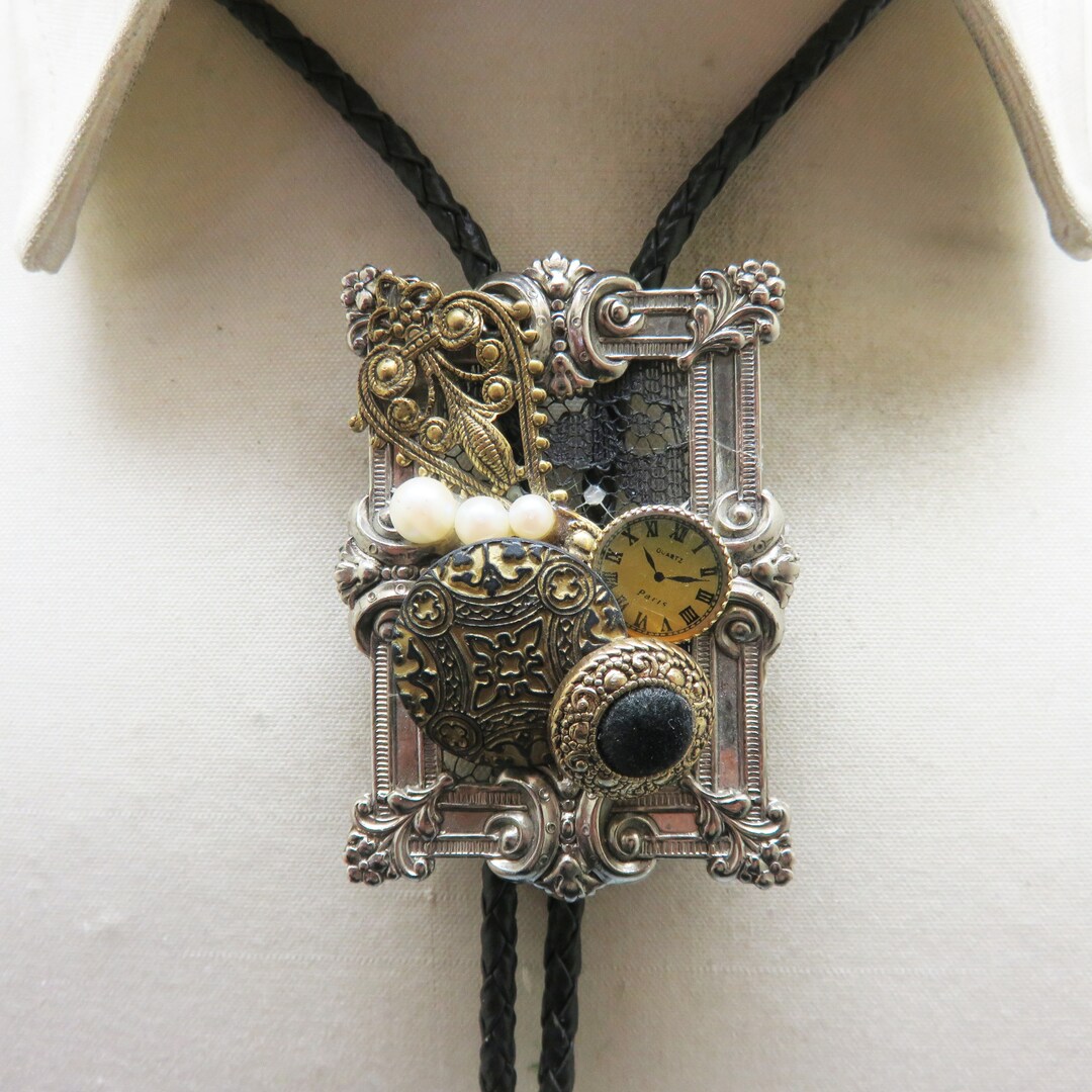 Vintage Art Nouveau Picture Frame Collage Bolo Tie, Handmade Design - Etsy