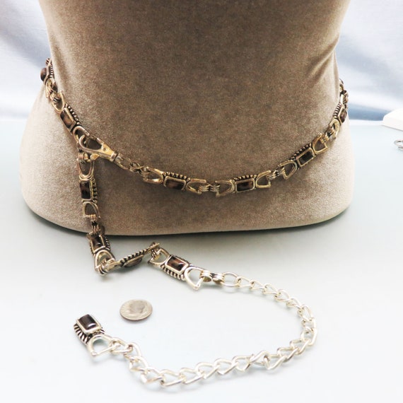 1960s Faux Tortoise Shell Chain Belt, 44 Inches Long - Gem