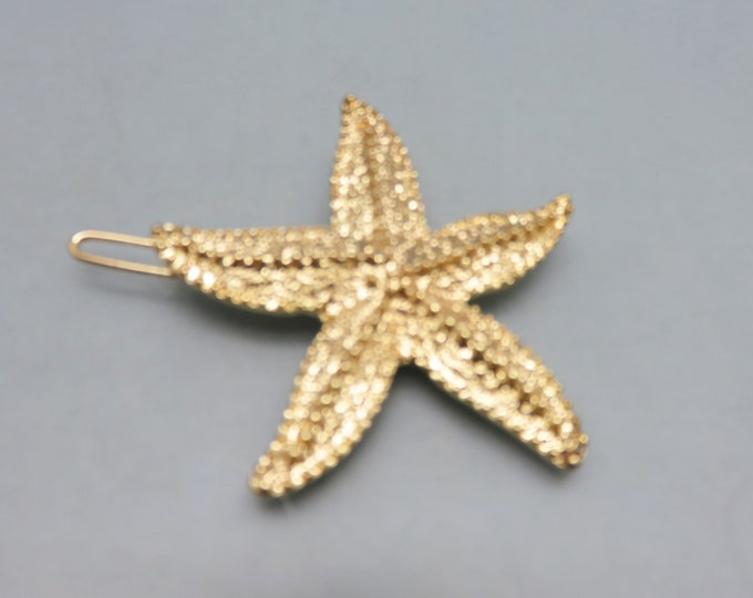 Golden Starfish Hair Barrette, Vintage Hair Accessory - Etsy