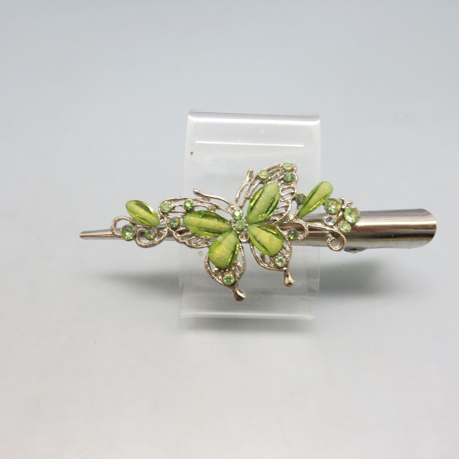 Vintage Big Bold Green Lucite Butterfly Hair Clip, Rhinestones - Etsy
