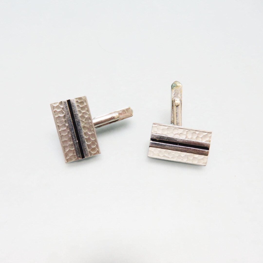 Vintage Art Deco Style Cufflinks Set, Black and Silver SWANK Cufflinks ...
