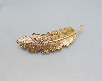 Vintage Metal Feather Barrette - Etsy