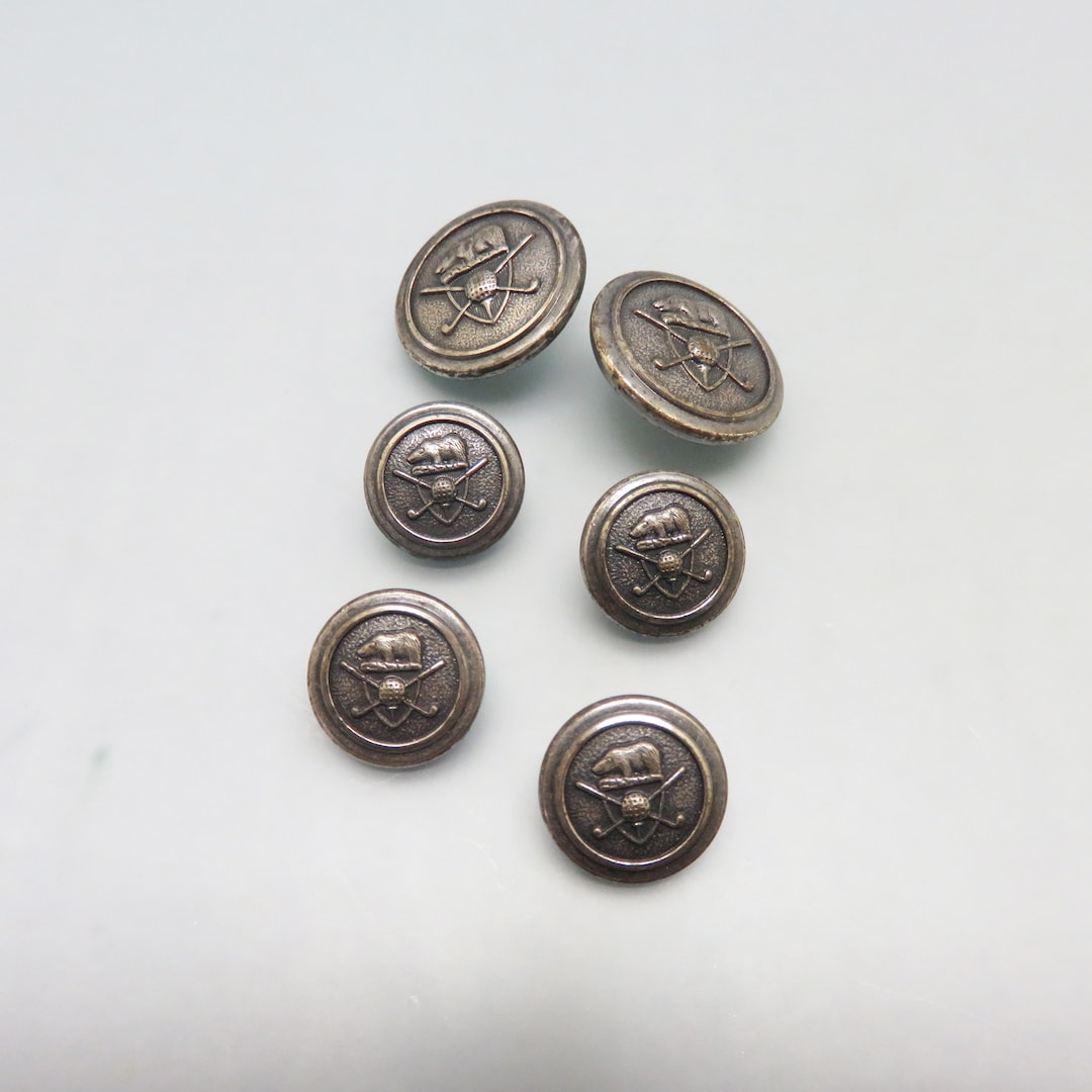 MINT Set of 6 Vintage Golf Club Blazer Buttons - Black Bear and Golf ...