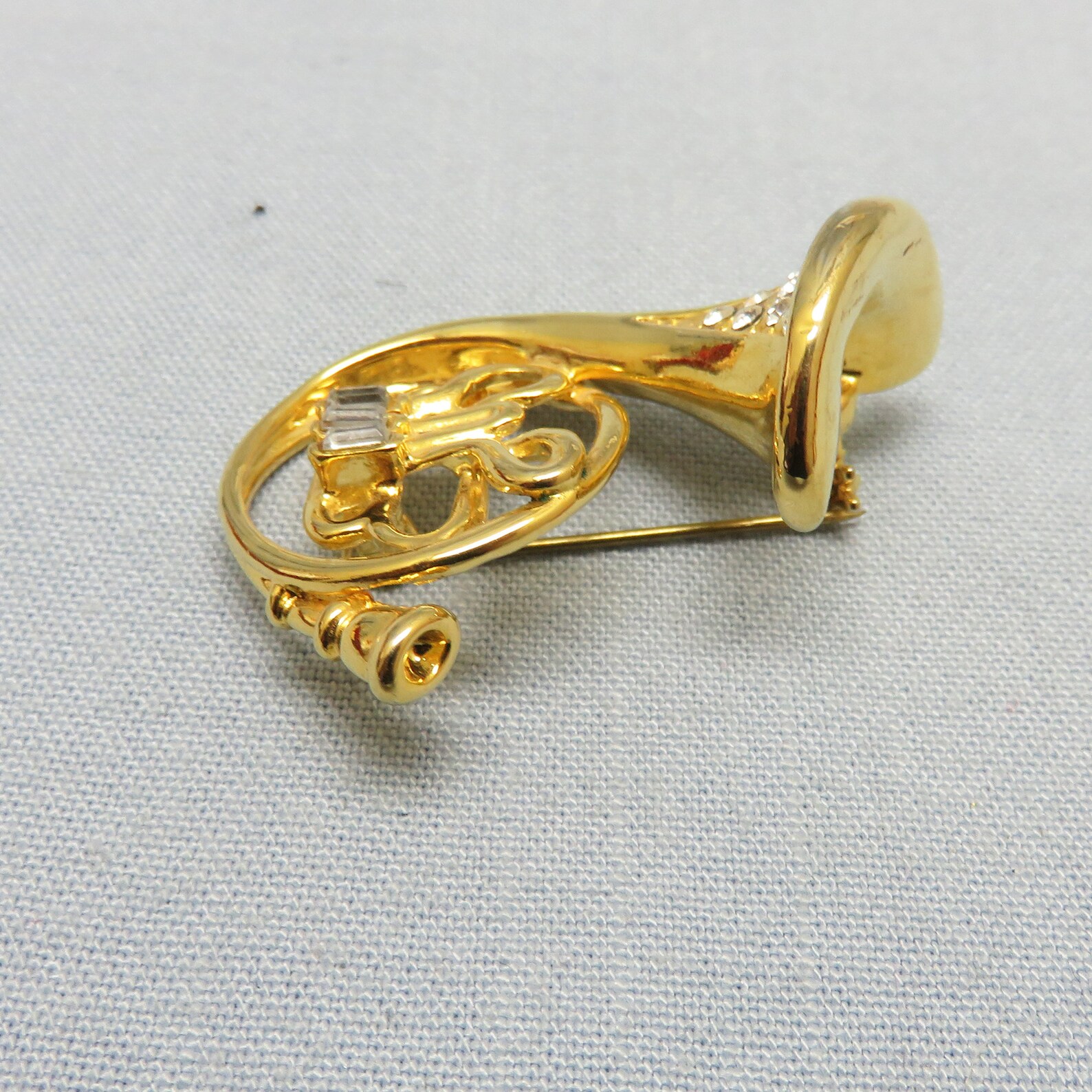 Adorable Vintage Rhinestone French Horn Brooch - Etsy