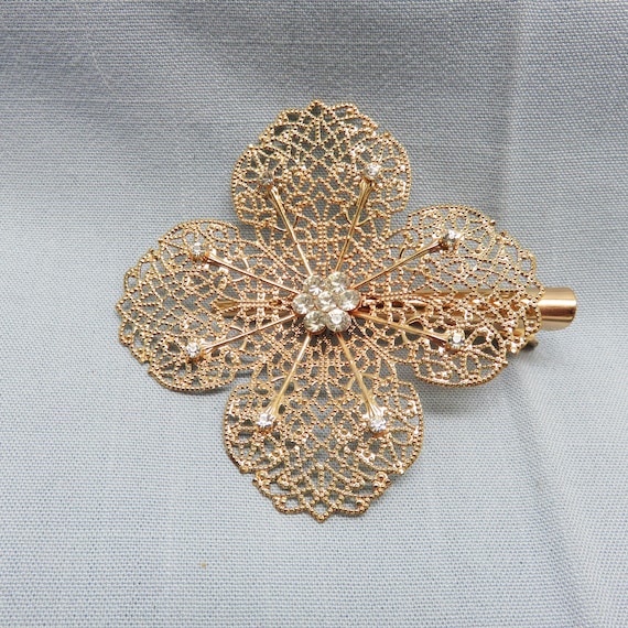 vintage hair clip gold - Gem