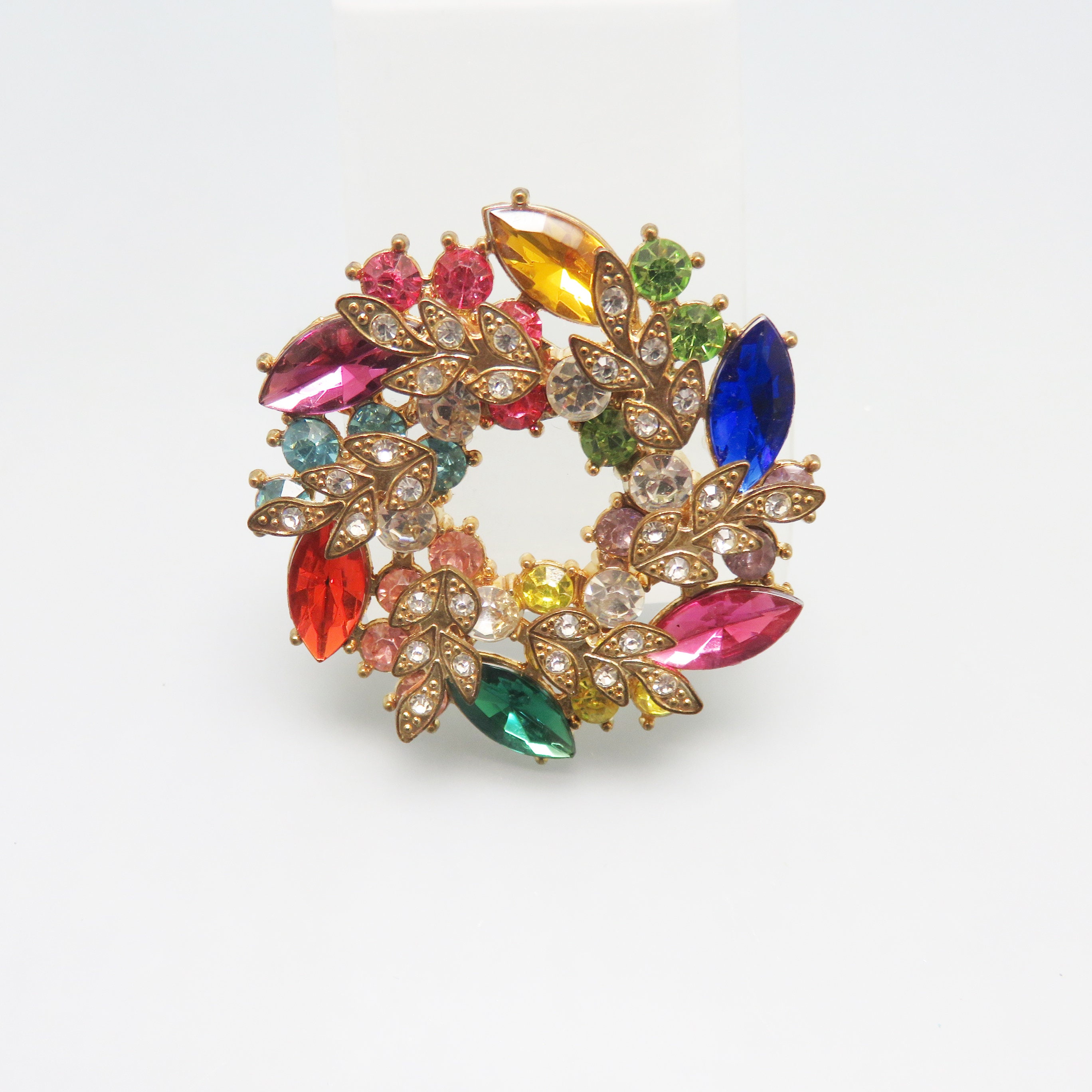 Multi Color Rhinestone Brooch 1960s Vintage Layed Brooch - Etsy UK