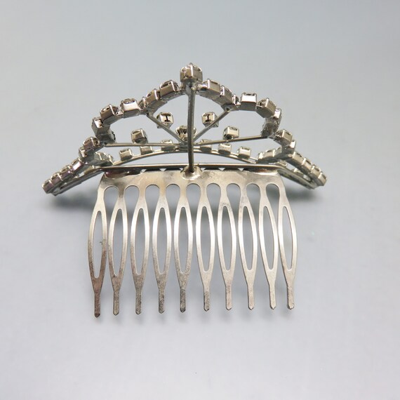 Vintage Tiny Clear Rhinestone Tiara, Mounted on a Comb - Gem