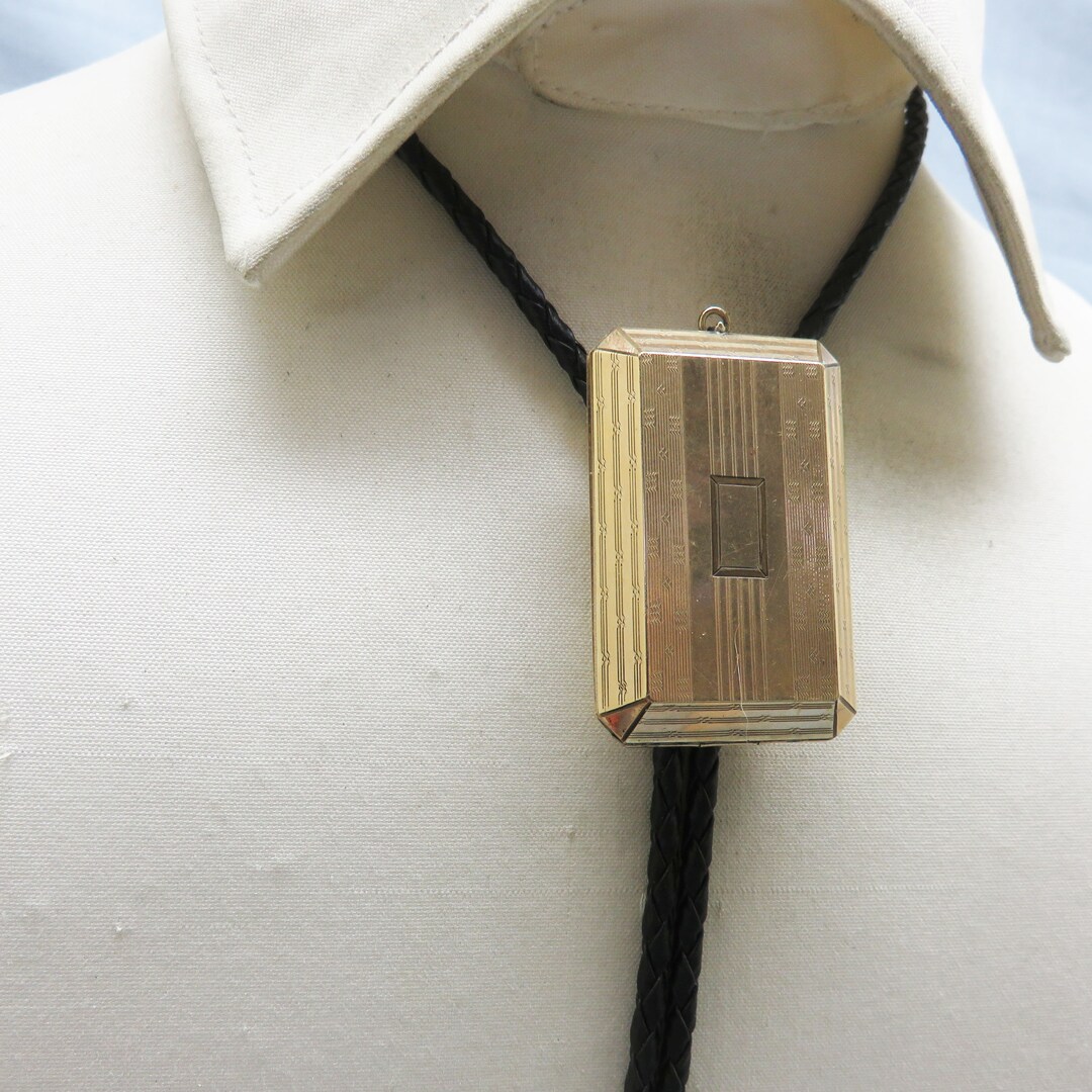 Hand Made Golden Locket Bolo Tie, One of a Kind Vintage Locket - Etsy