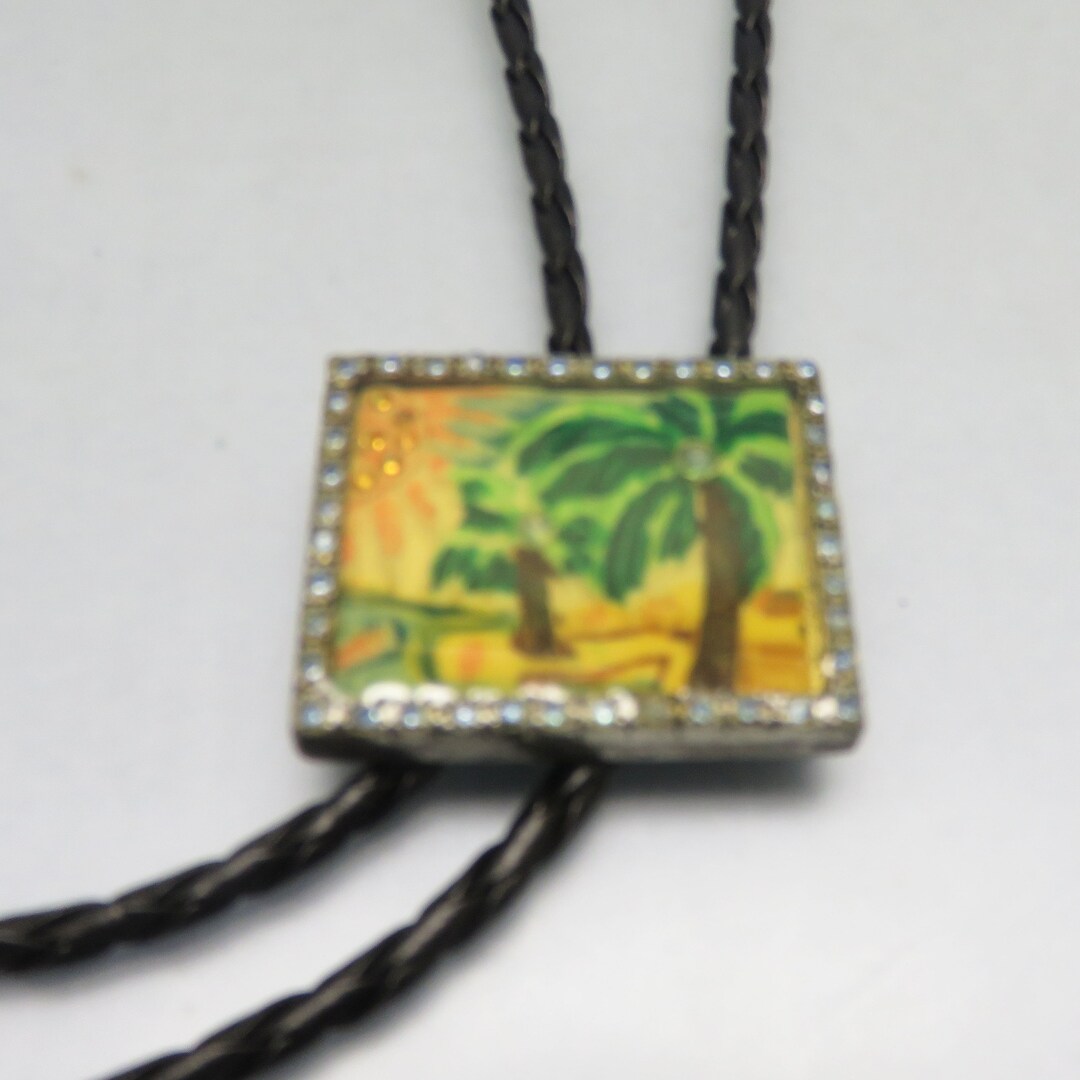 Cool Tropical Scene Bolo Tie, Palm Tree Bolo Tie, Parrot Head Bolo - Etsy